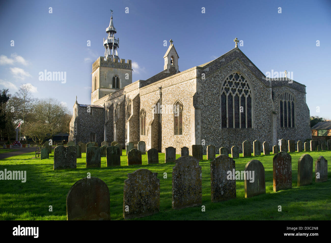 All Saints Church with medieval fleche or bell tower in Shipdham ...