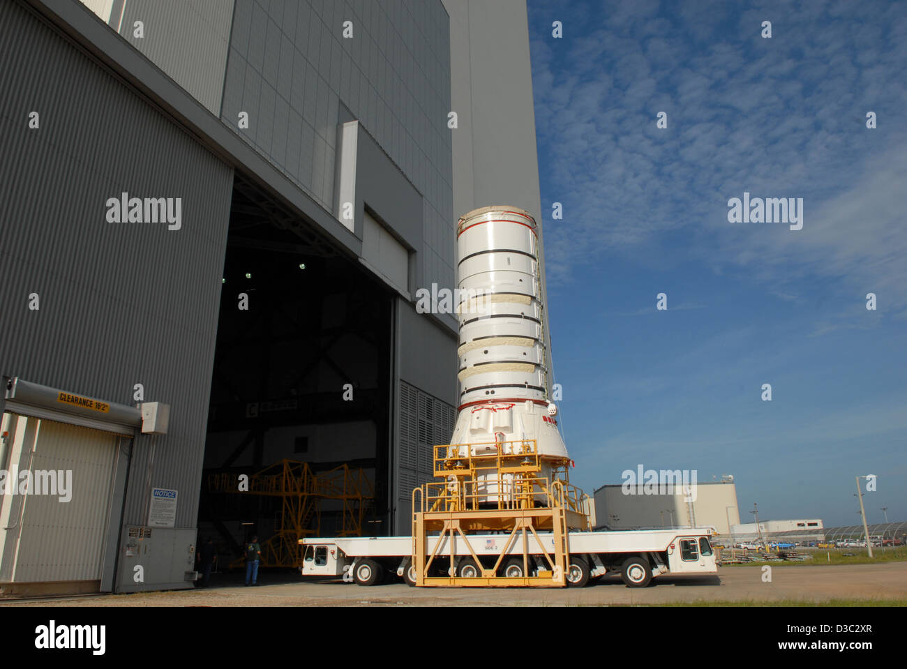 The Ares I-X rocket undergoes aft assembly, part of NASA's ...