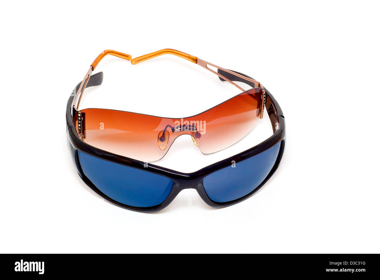 Two sunglasses on a white background Stock Photo - Alamy