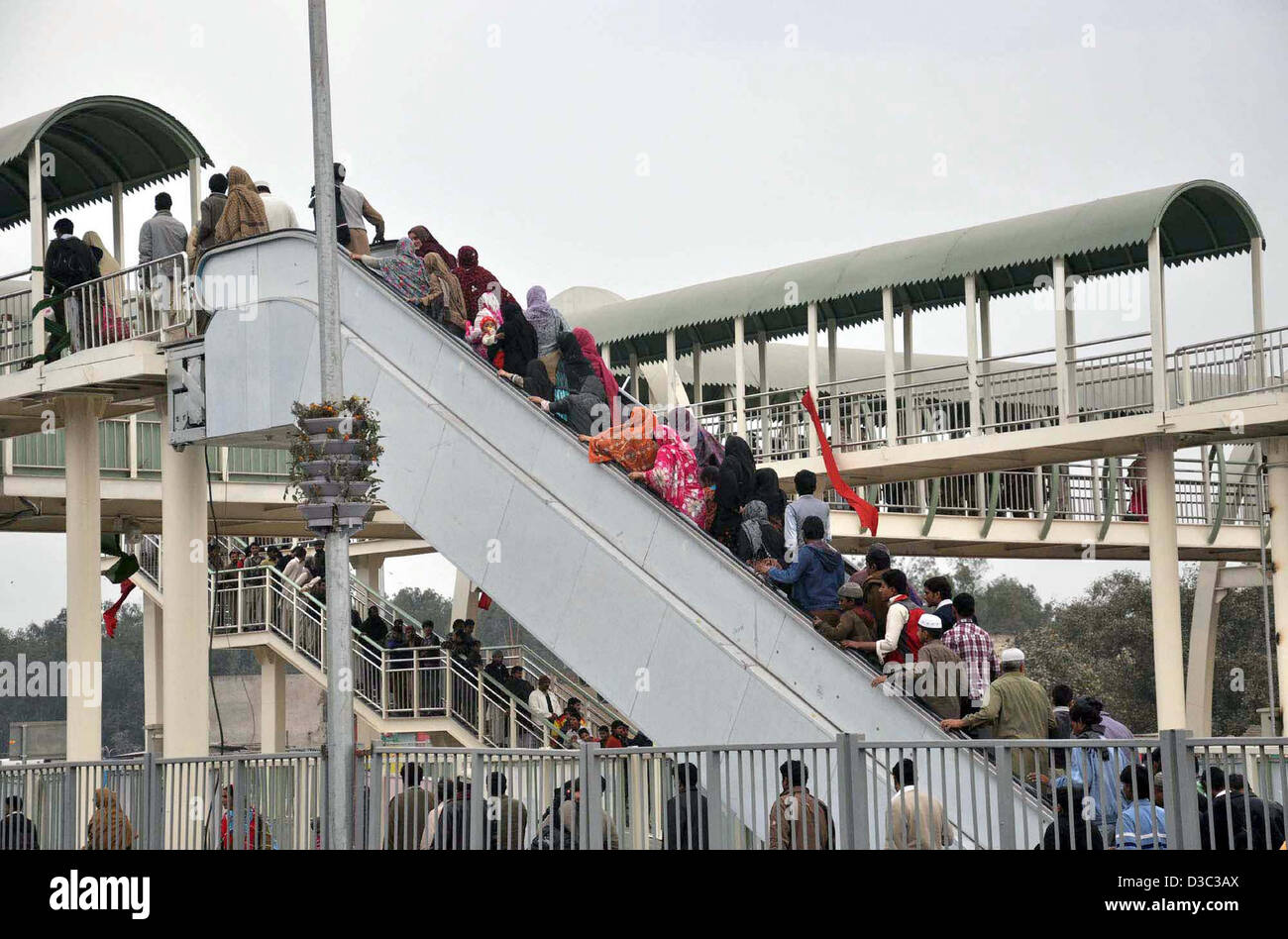 View of Metro Bus Station where a large numbers of passengers seen ...