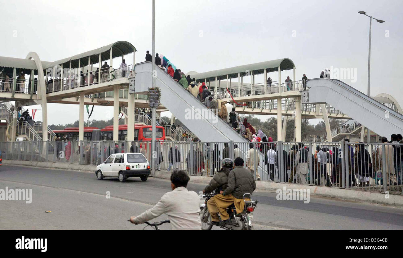 View of Metro Bus Station where a large numbers of passengers seen ...