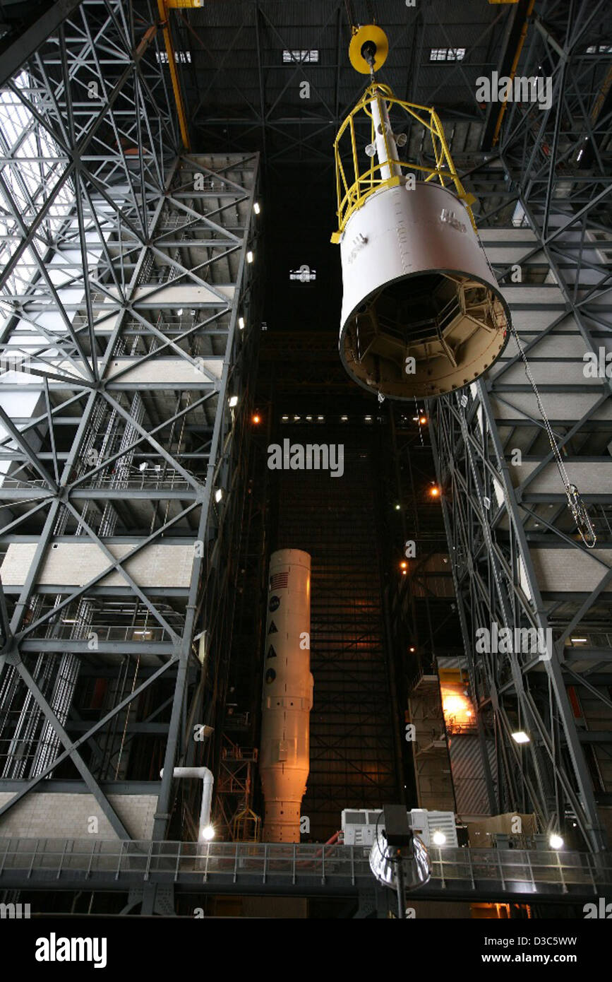 The Ares I-X test rocket is completed as part of NASA’s Constellation ...