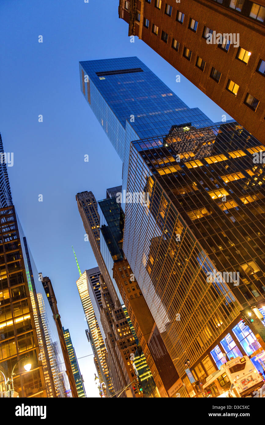 42nd Street Skyscrapers Towards Times Square, Manhattan, New York City ...