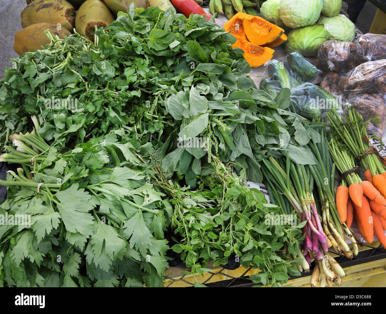HERBS,CARIBBEAN MARKET STALL,DOMINICA Stock Photo - Alamy