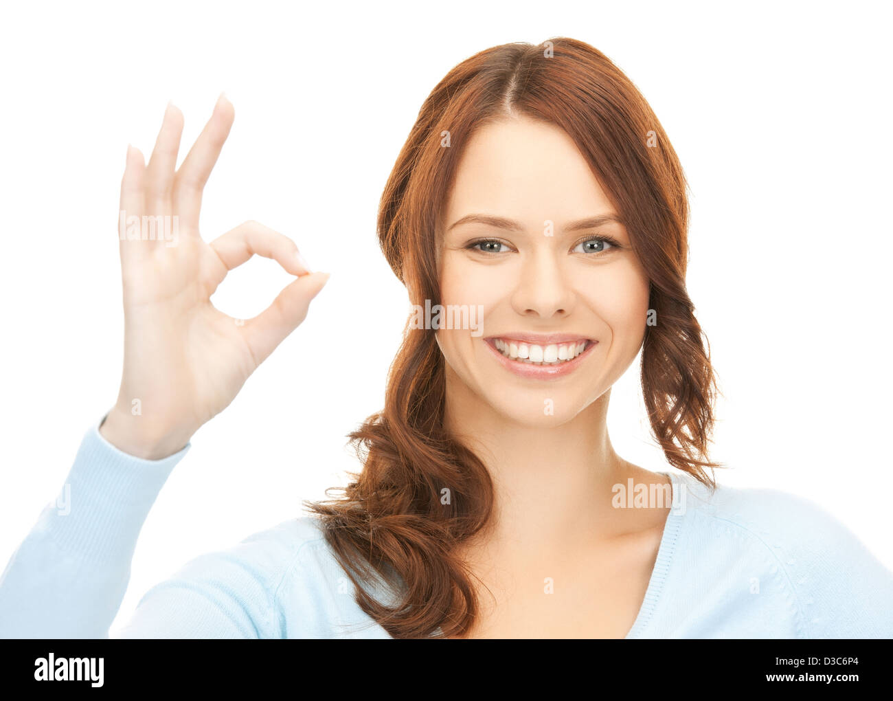 young woman showing ok sign Stock Photo - Alamy