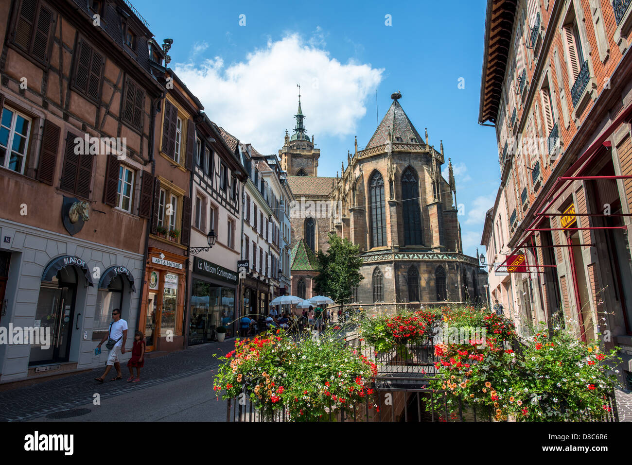 Streen scenery of the old medieval towncenter of Colmar, France Stock ...