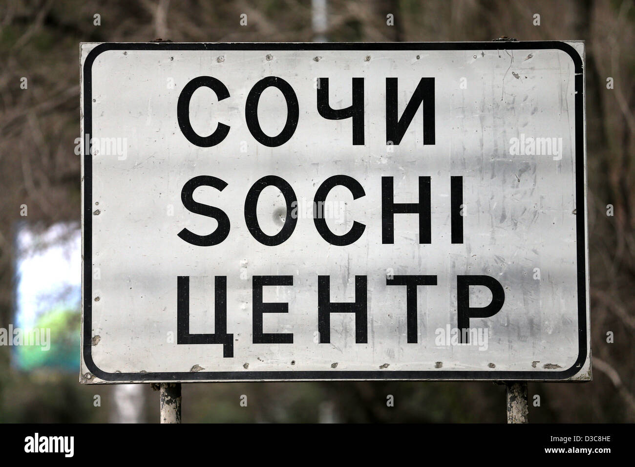 The place name sign of Sochi, Russia, 05 February 2013. The ...
