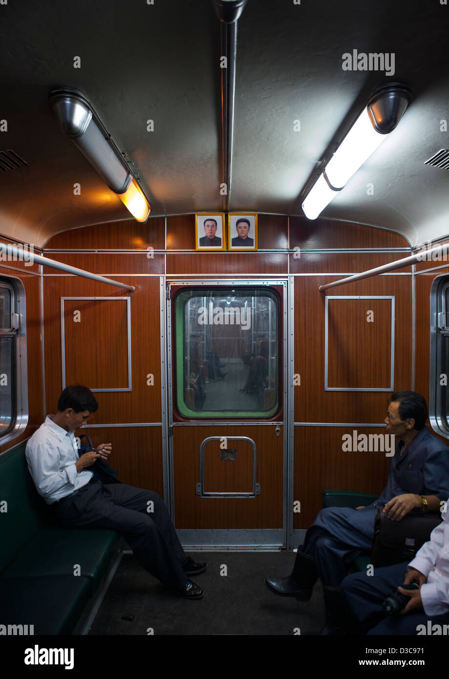 A View Of The Interior Of A Metro Train, Pyongyang, North Korea Stock ...