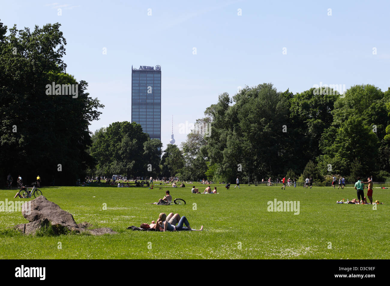 Berlin, Germany, people in the meadow in Treptow Park Stock Photo - Alamy