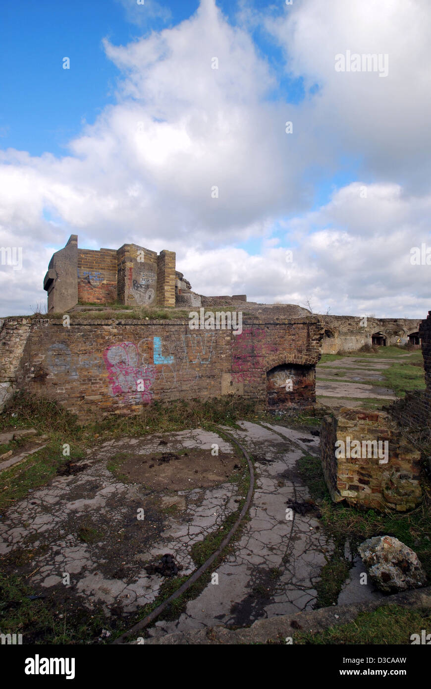The remains of Shornemead Fort in Kent by the River Thames Stock Photo ...