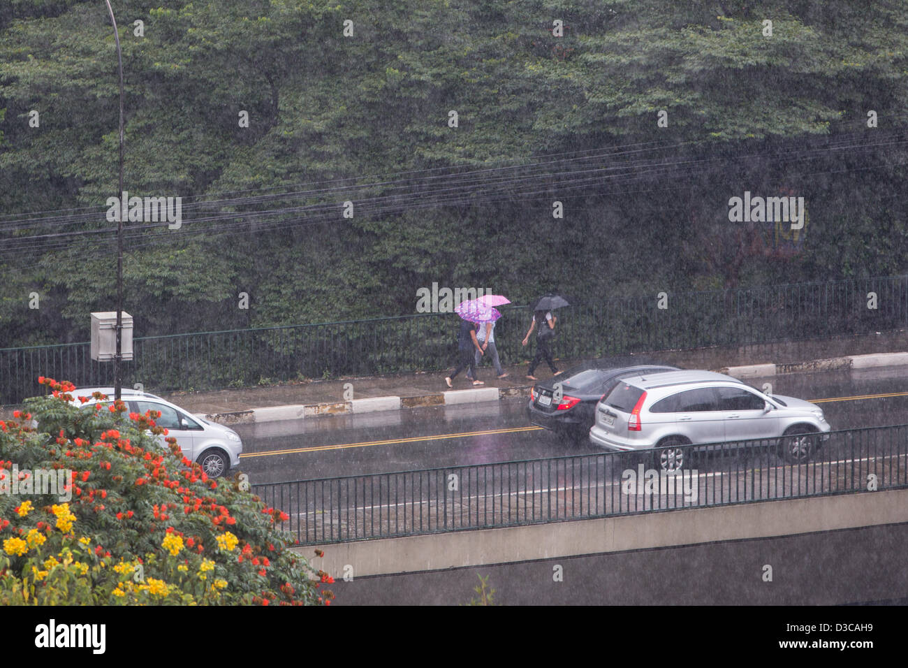 SAO PAULO, BRAZIL, 15th Feb, 2013. Heavy rain over Sao Paulo city ...