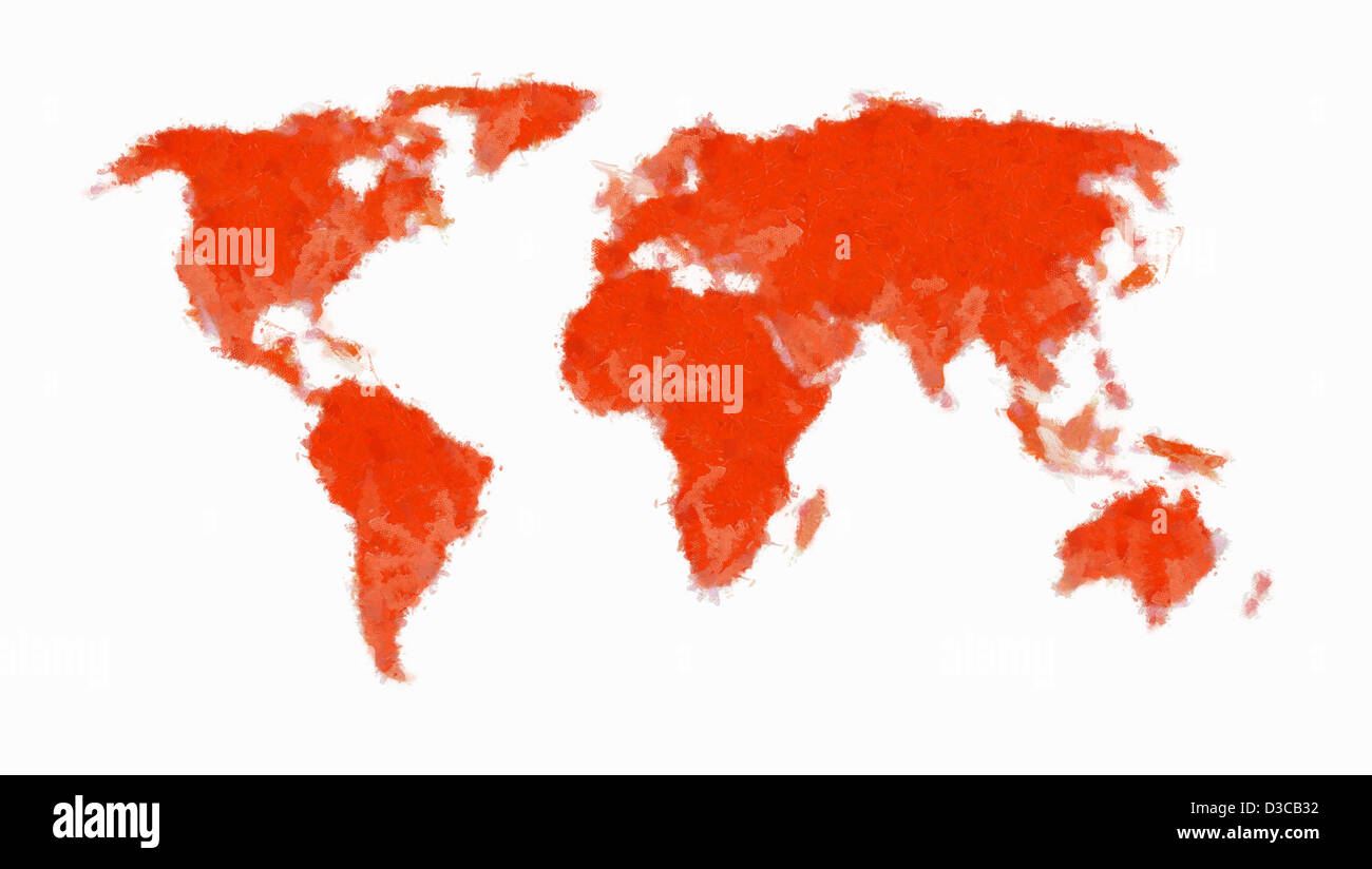 Painted world map Stock Photo - Alamy