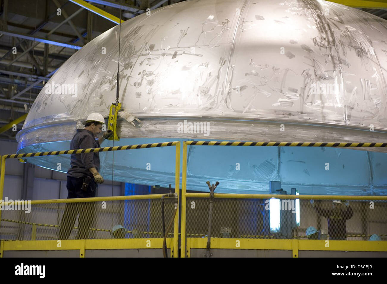 The NASA space shuttle's external tank is assembled for a mission. The ...