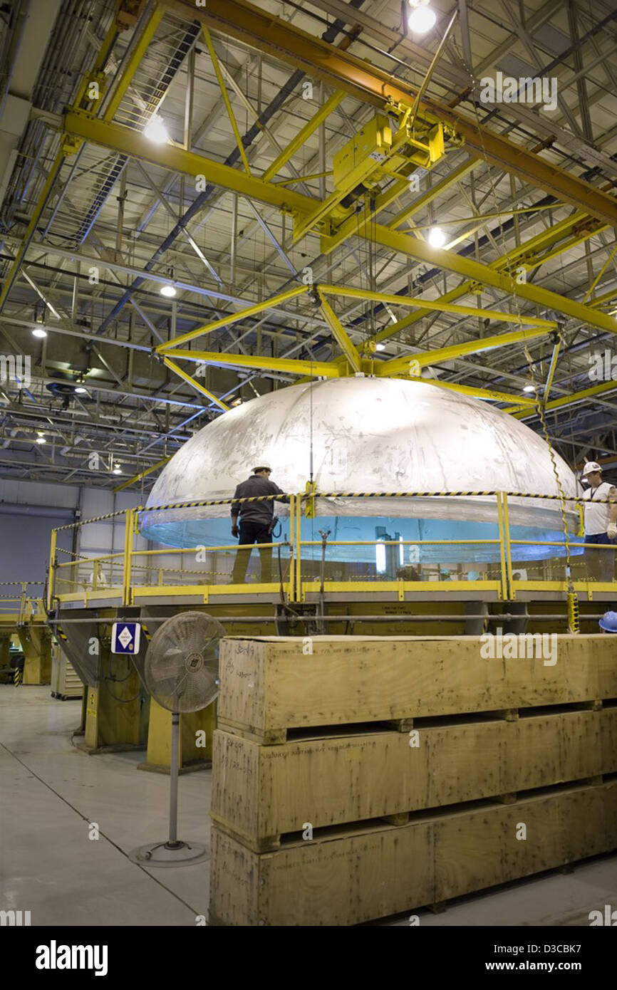 This image shows the assembly of the Space Shuttle's external tank ...