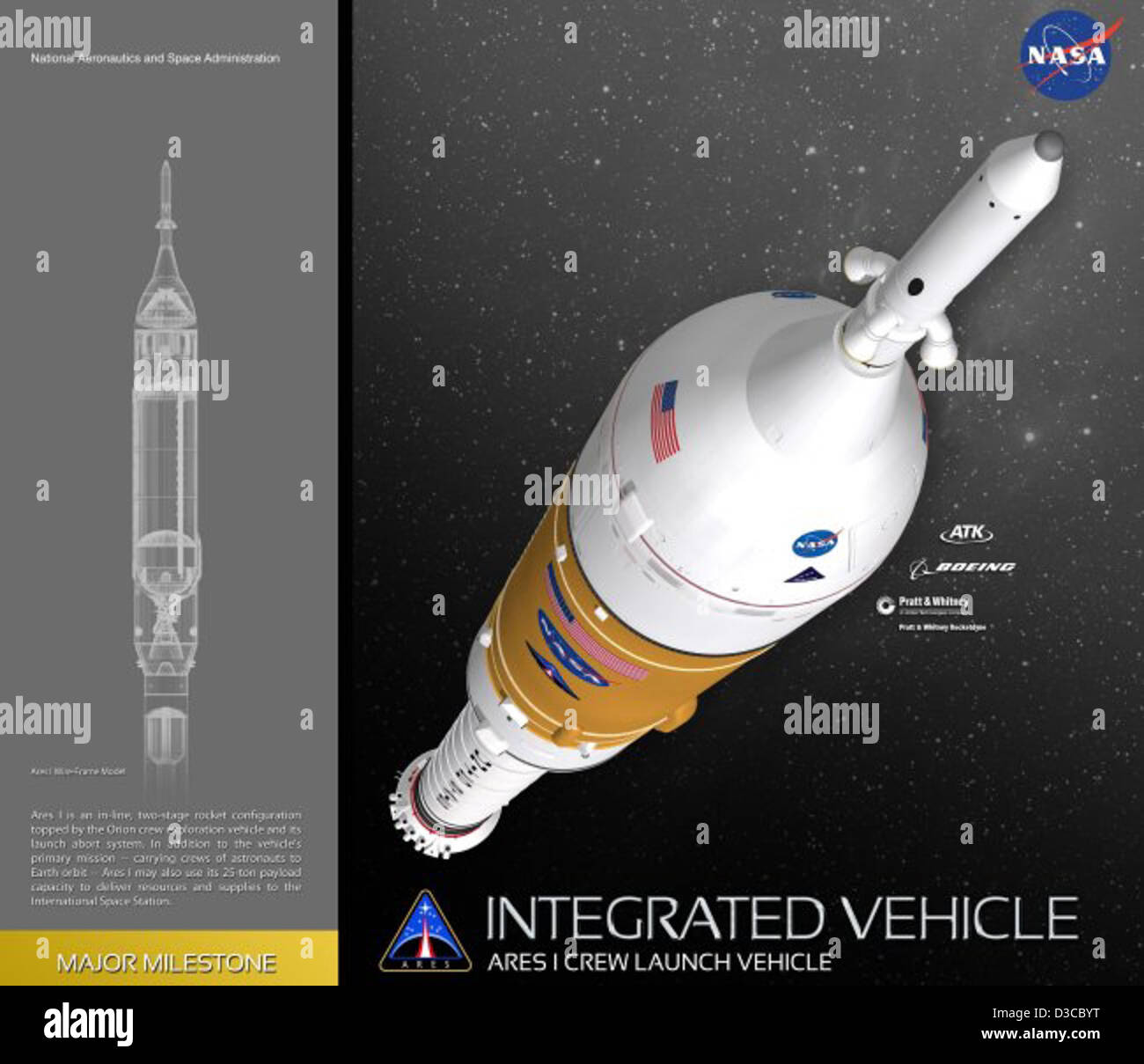 NASA’s Ares I rocket, designed for human space exploration, is shown as ...