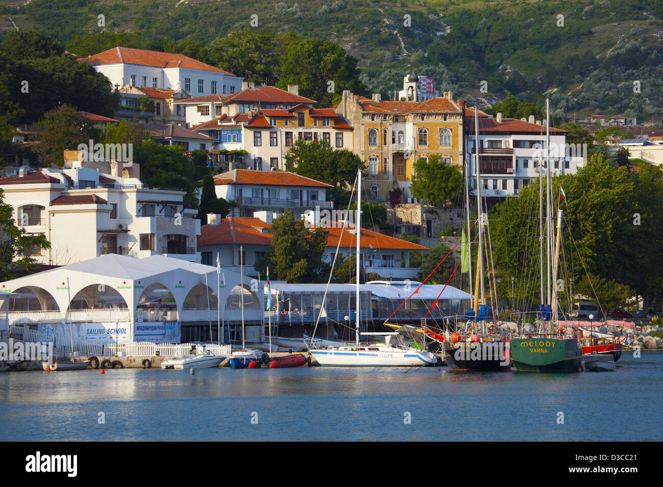 Bulgaria, Europe, Black Sea, Seaside Town Of Balchik, Small Boats And ...