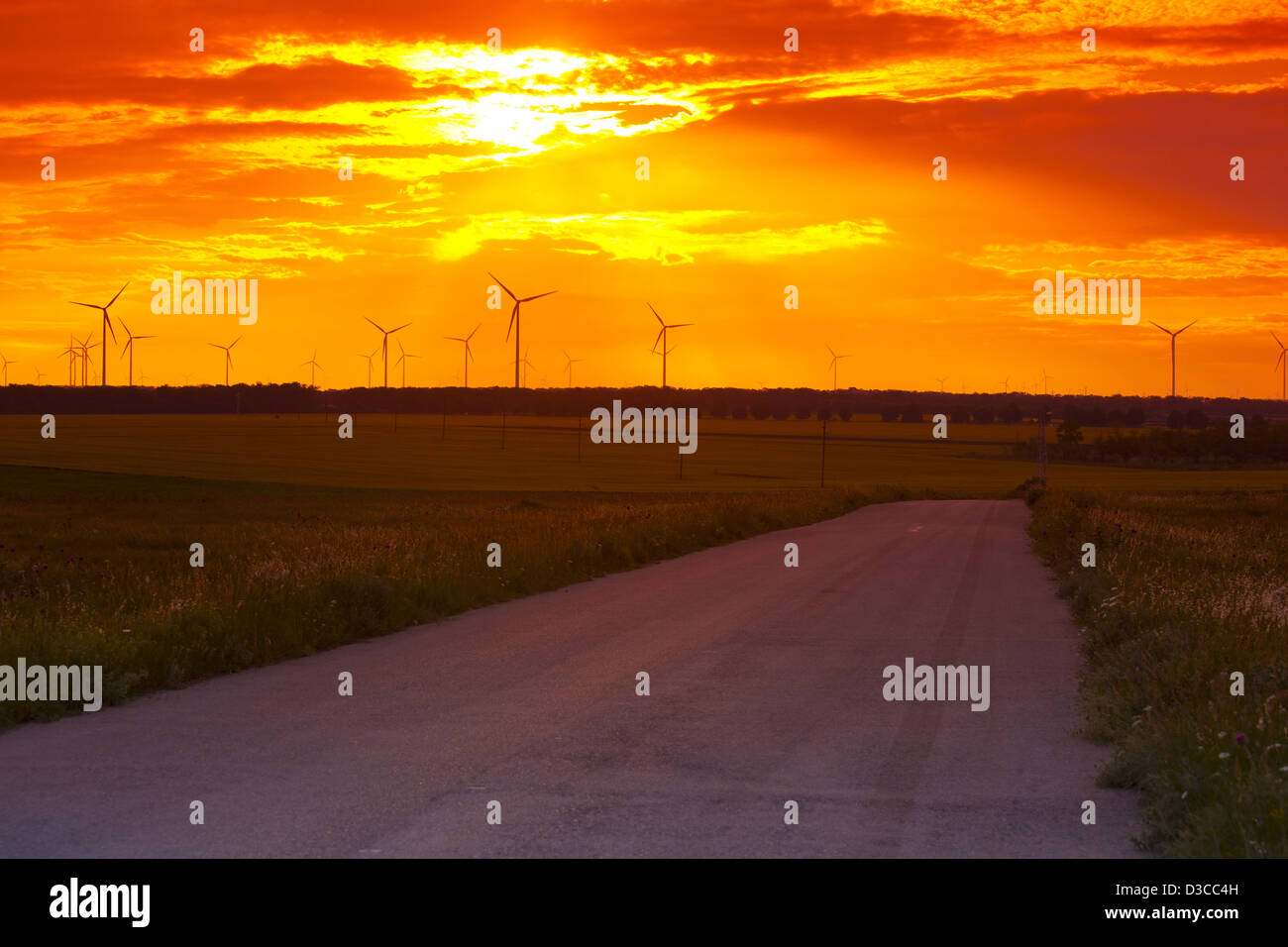 Bulgaria, Europe, Kavarna, Kavarna Wind Farm, Wind Turbines At Sunset ...