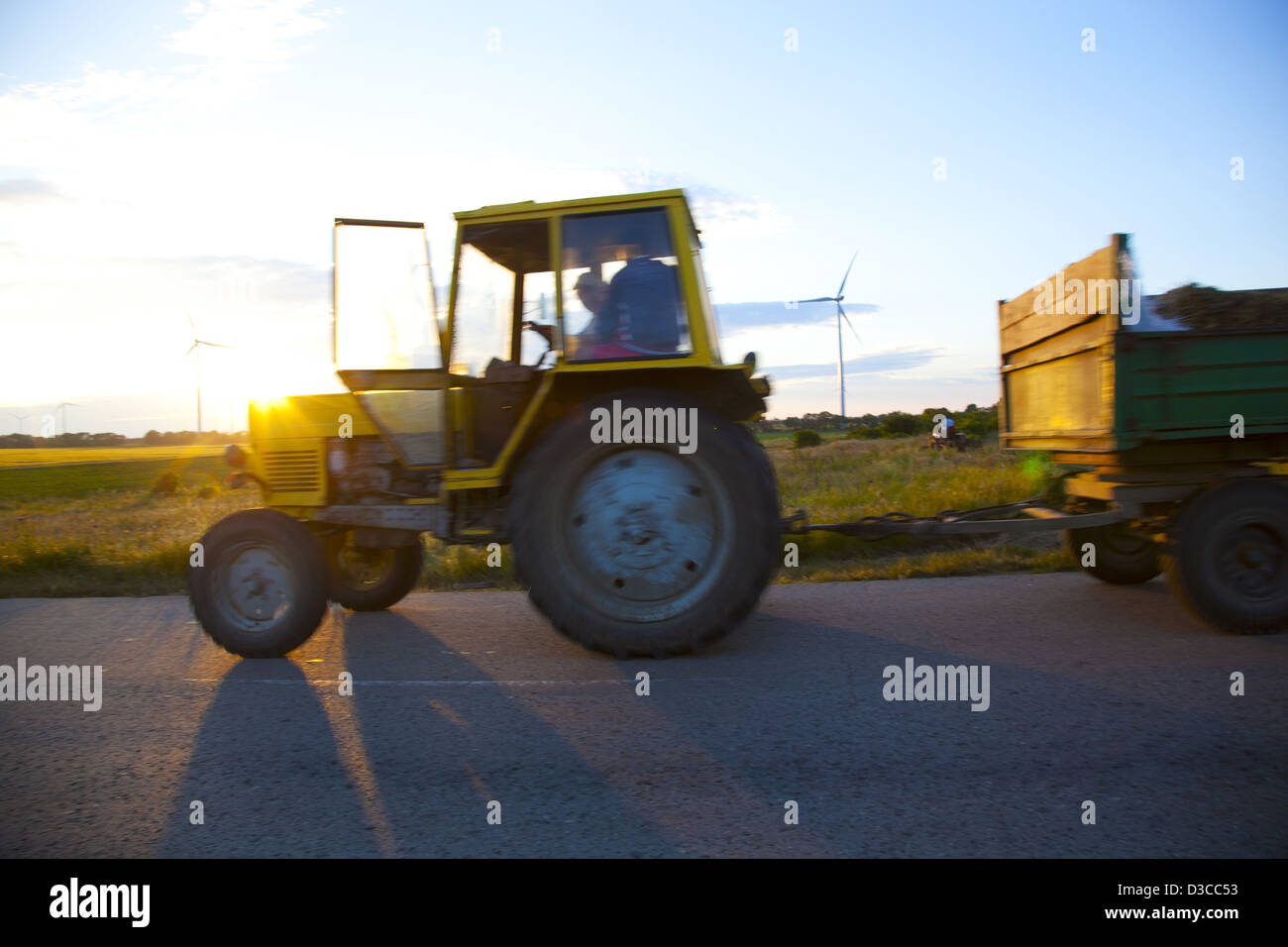 Bulgaria, Europe, Kavarna, Kavarna Wind Farm, Tractor And Wind Turbines ...