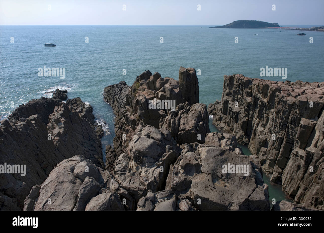 Sunny day horizon view of the Nihonkai, or Sea of Japan, from atop the ...