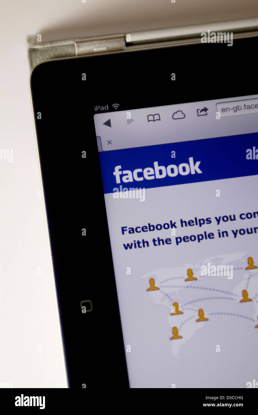 Facebook website viewed on iPad 3 in Safari browser Stock Photo - Alamy