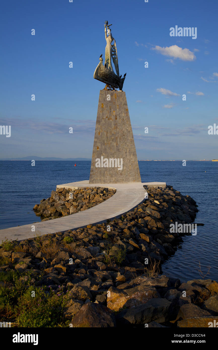 Bulgaria, Europe, Black Sea, Nessebar, Harbor, Seaport, Statue Of St ...