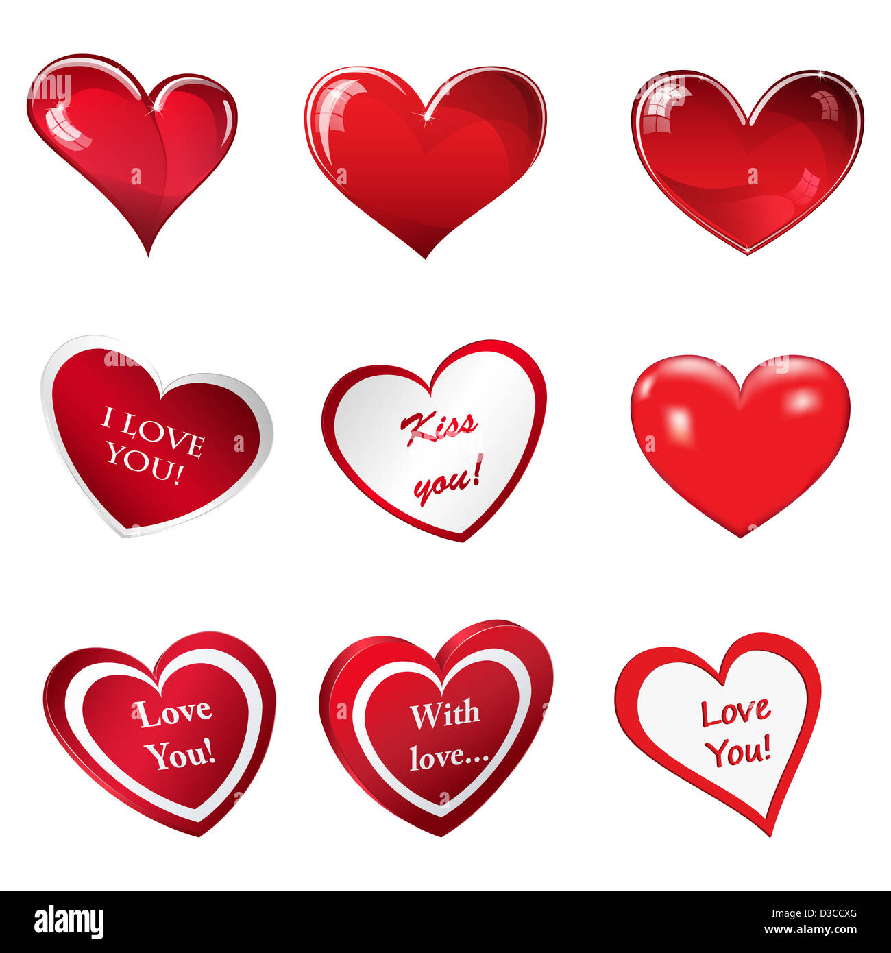 Set of red hearts Stock Photo - Alamy