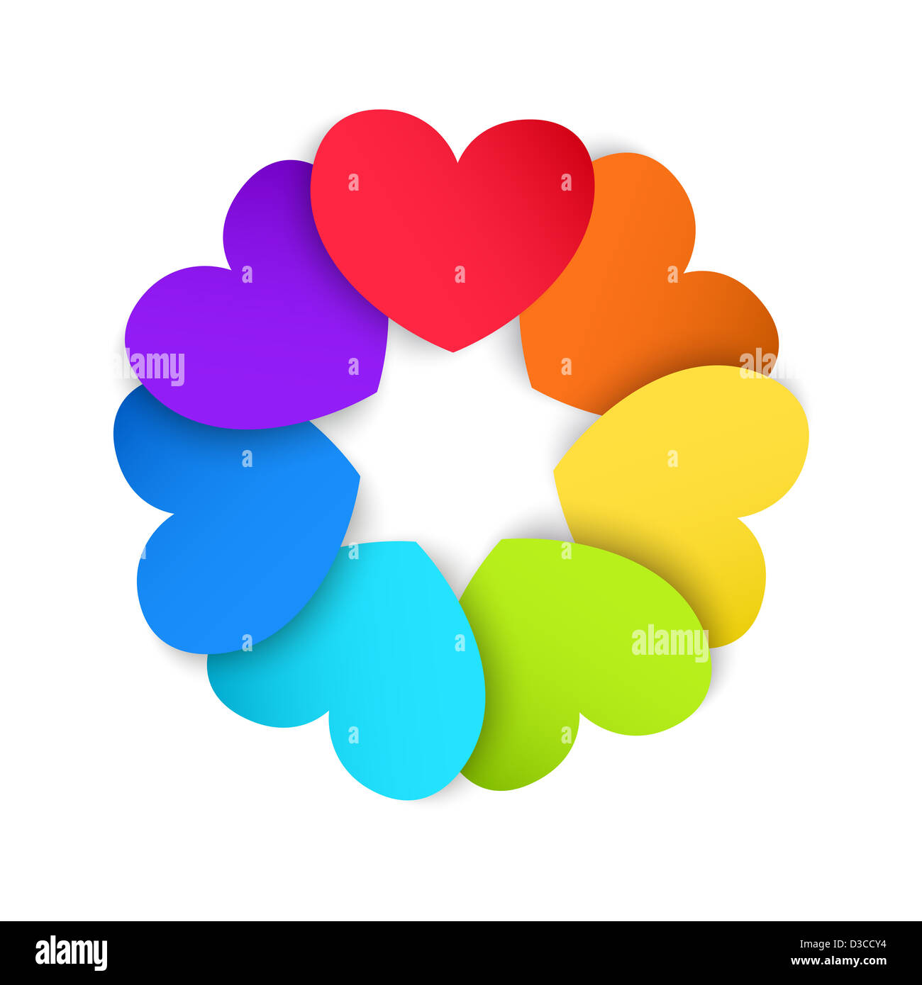 Circle of colored paper hearts Stock Photo - Alamy
