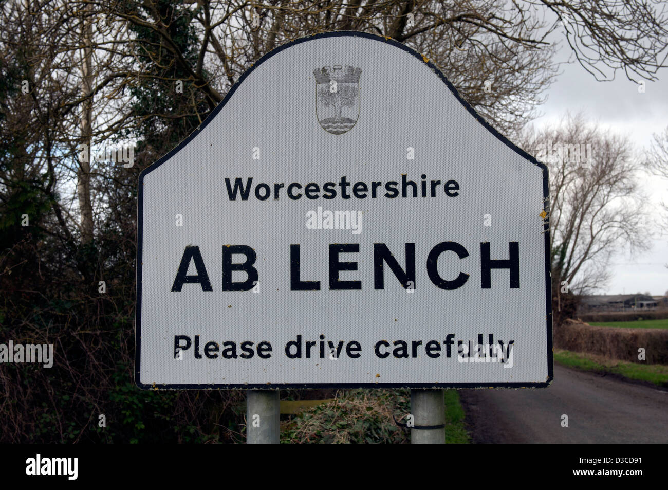 Ab Lench village sign, Worcestershire, England, UK Stock Photo - Alamy