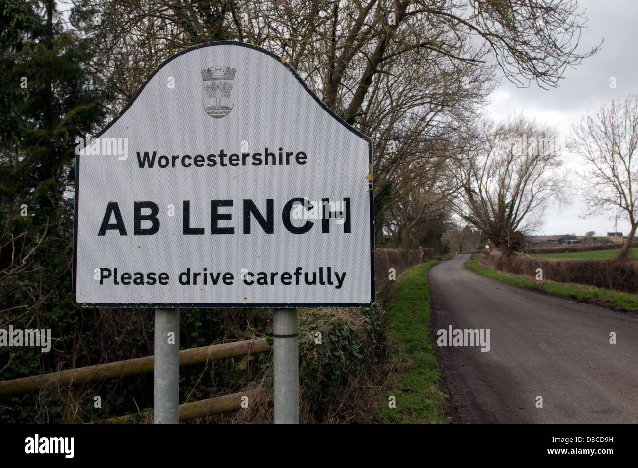 Ab Lench village sign, Worcestershire, England, UK Stock Photo - Alamy