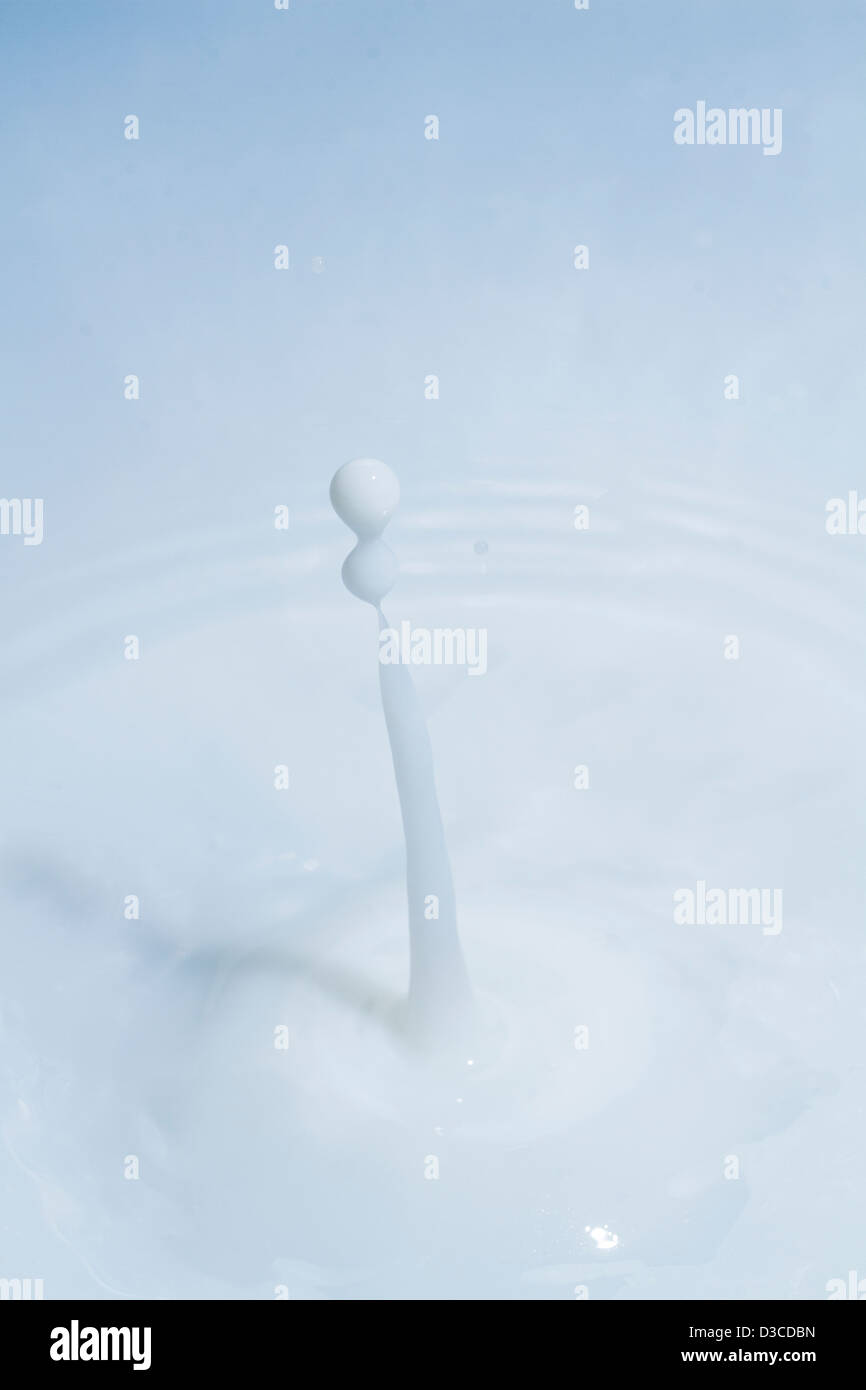 Close view of a droplet of milk hitting a surface of milk Stock Photo ...