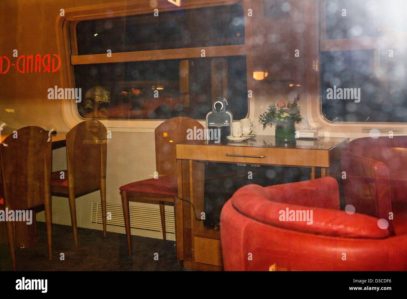 Interior view of the Dutch royal train before their holiday in Lech ...