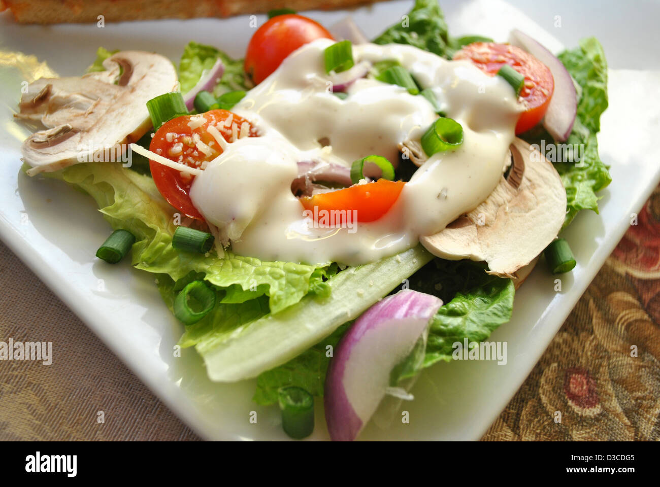 Salad with Creamy Ranch Dressing Stock Photo - Alamy
