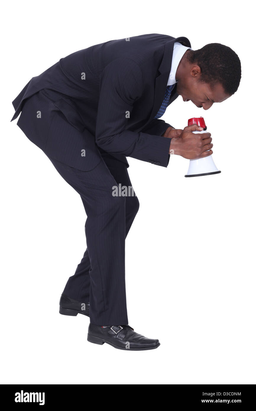 Portrait angry african man shouting Cut Out Stock Images & Pictures - Alamy