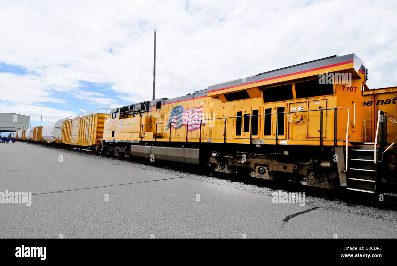 A NASA train carrying solid rocket boosters for the Space Shuttle ...