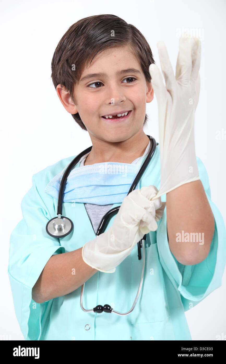 Kid dressed as surgeon Stock Photo - Alamy