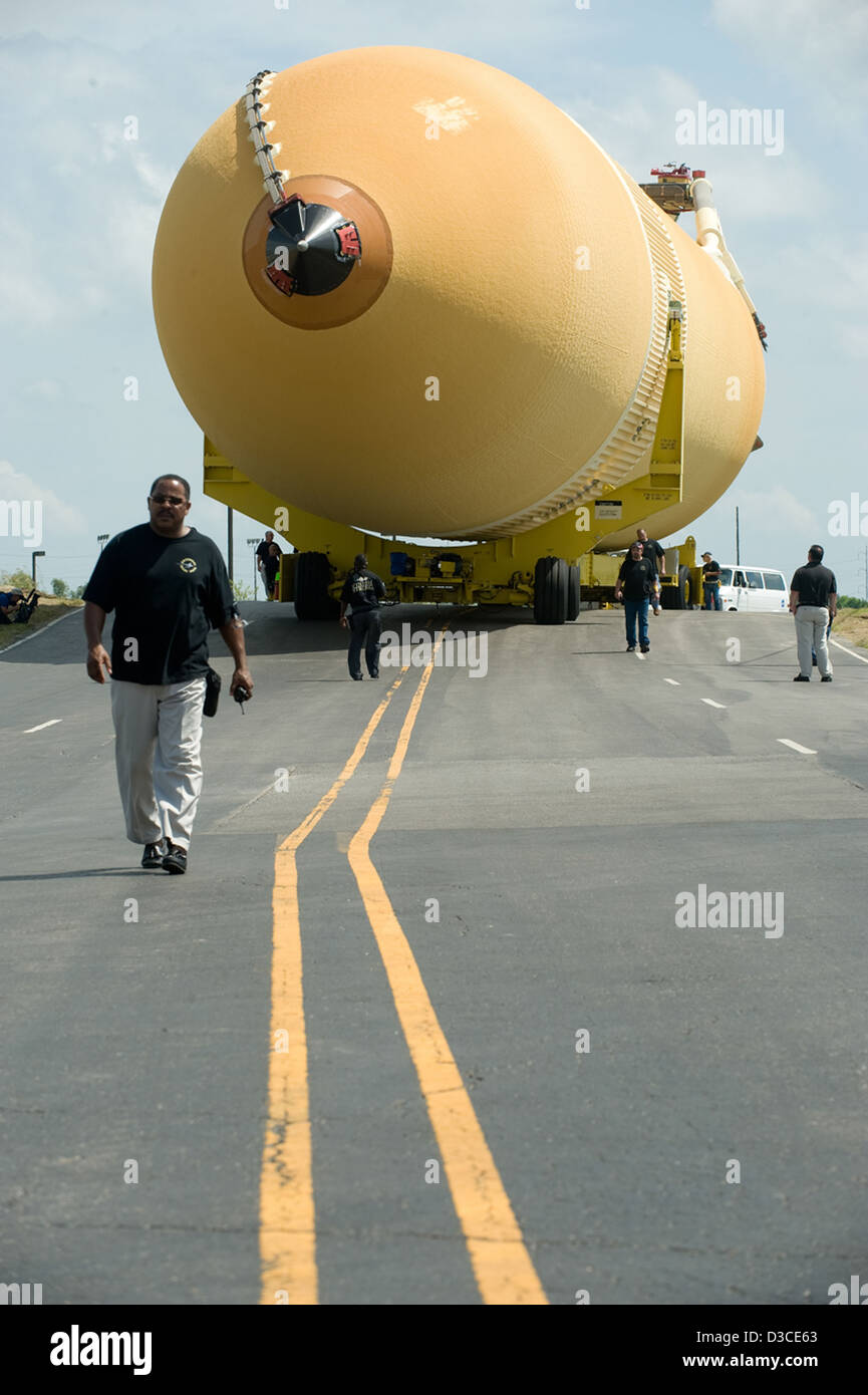 The External Tank ET-138, produced by Lockheed Martin, is rolled out at ...