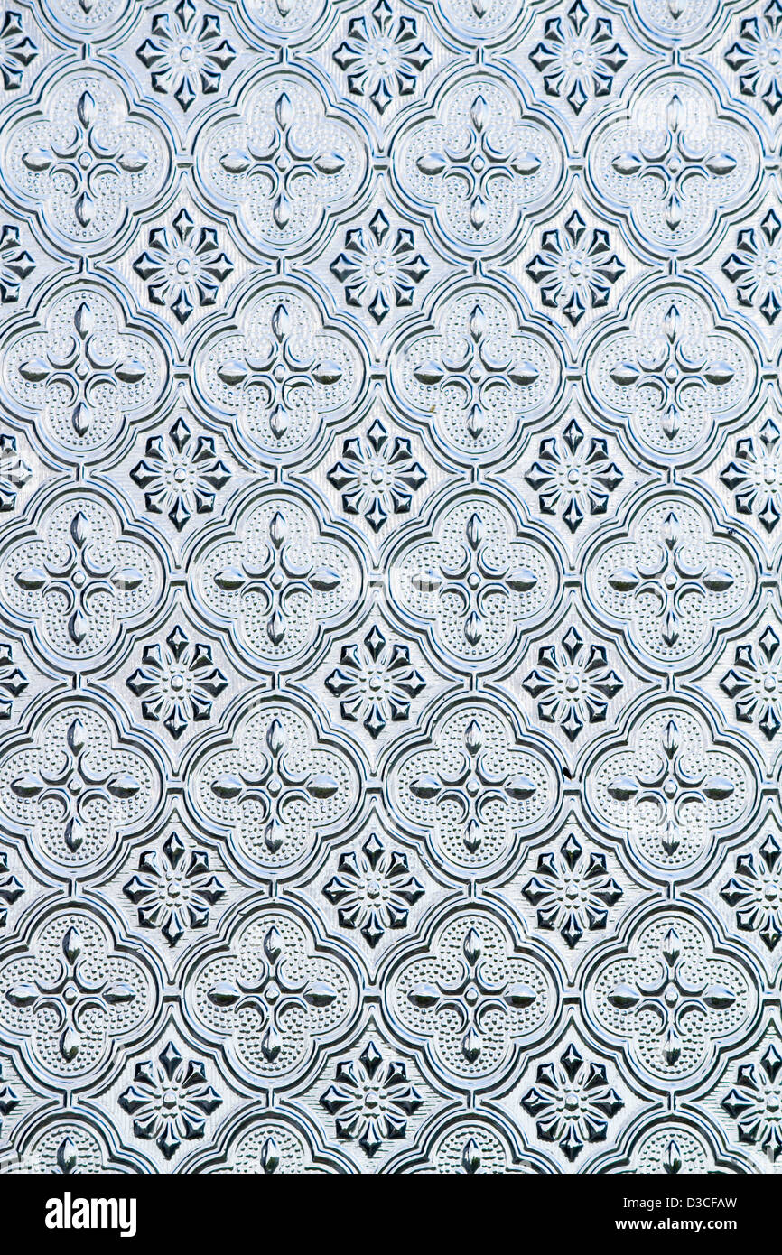 Close view of the flower texture in a glass window Stock Photo - Alamy