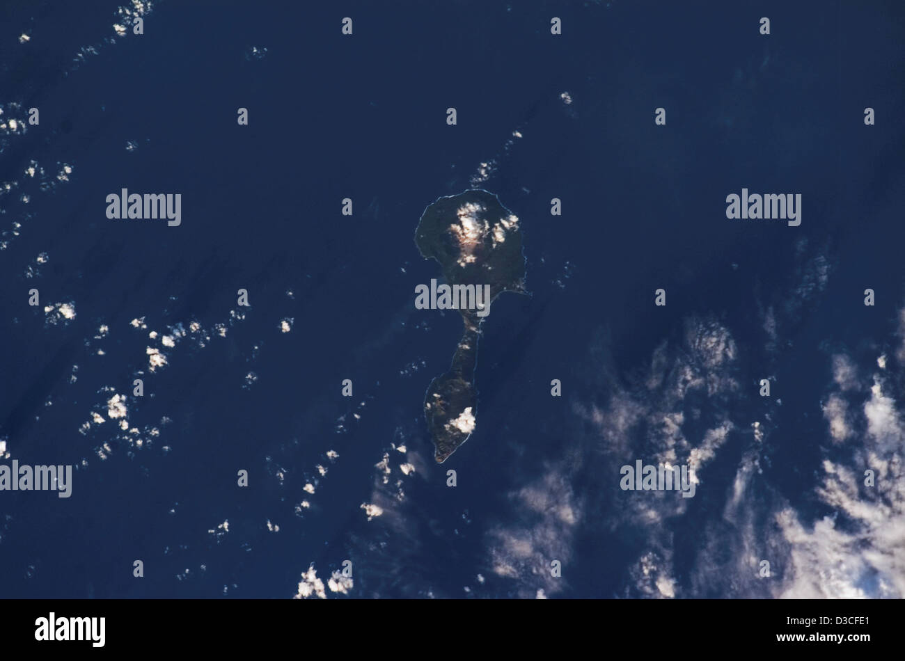 NASA's International Space Station captures an image of Mount Pagan, a ...