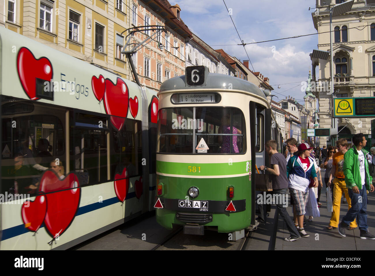 Austria, Styria, Graz, Hauptplatz, Trams Stock Photo - Alamy
