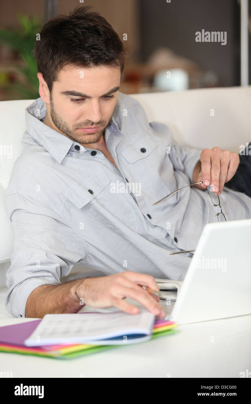 Man working using PC Stock Photo - Alamy