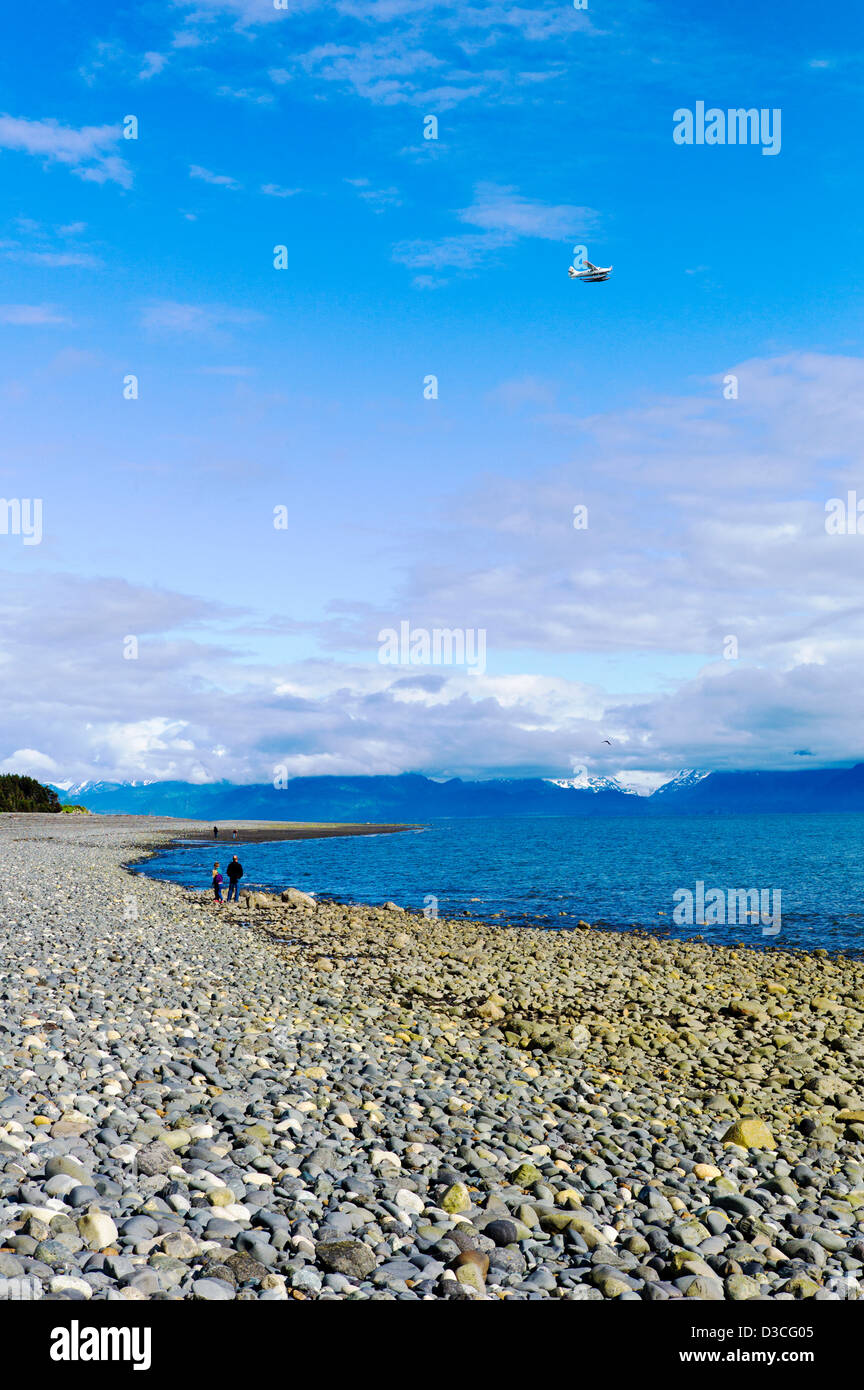 Seaplane soaring over Bishop Beach, Homer, Alaska, USA Stock Photo - Alamy