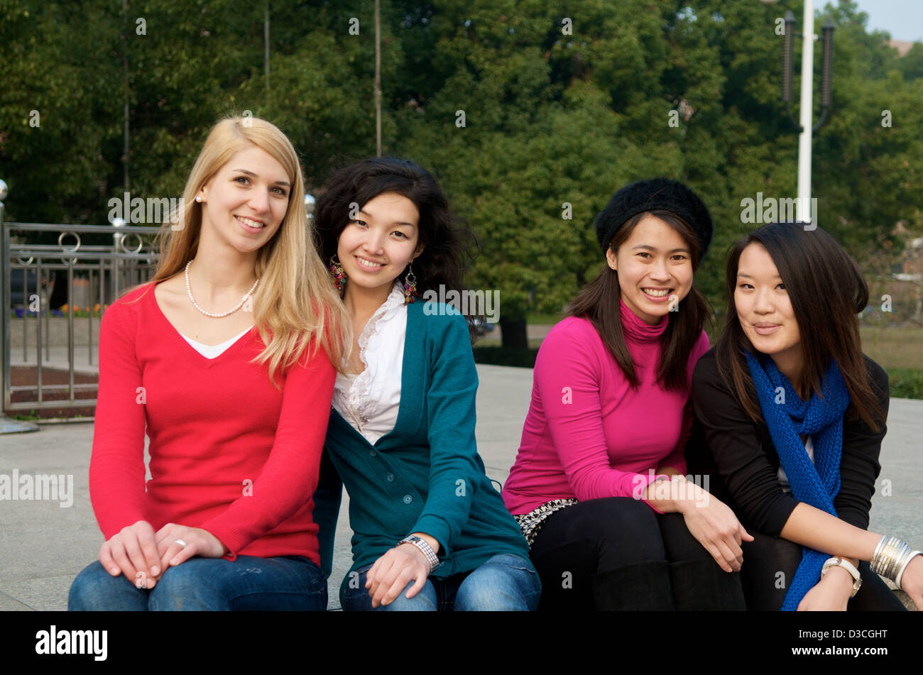 Female college students outdoor Stock Photo - Alamy