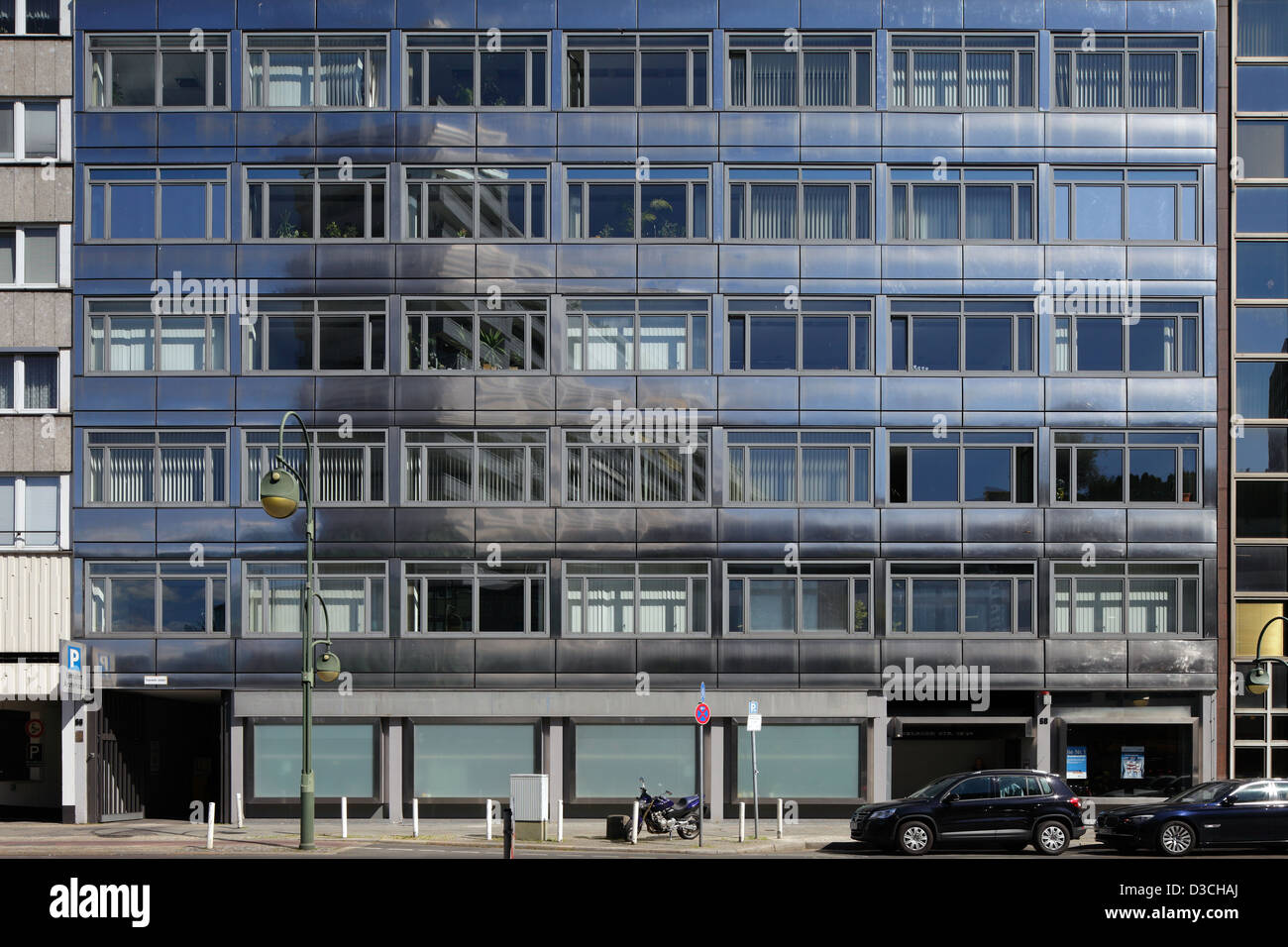 Berlin, Germany, office building with polished steel facade Stock Photo ...