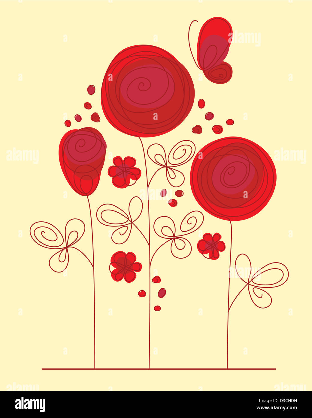 Abstract red rose butterfly greeting hi-res stock photography and ...