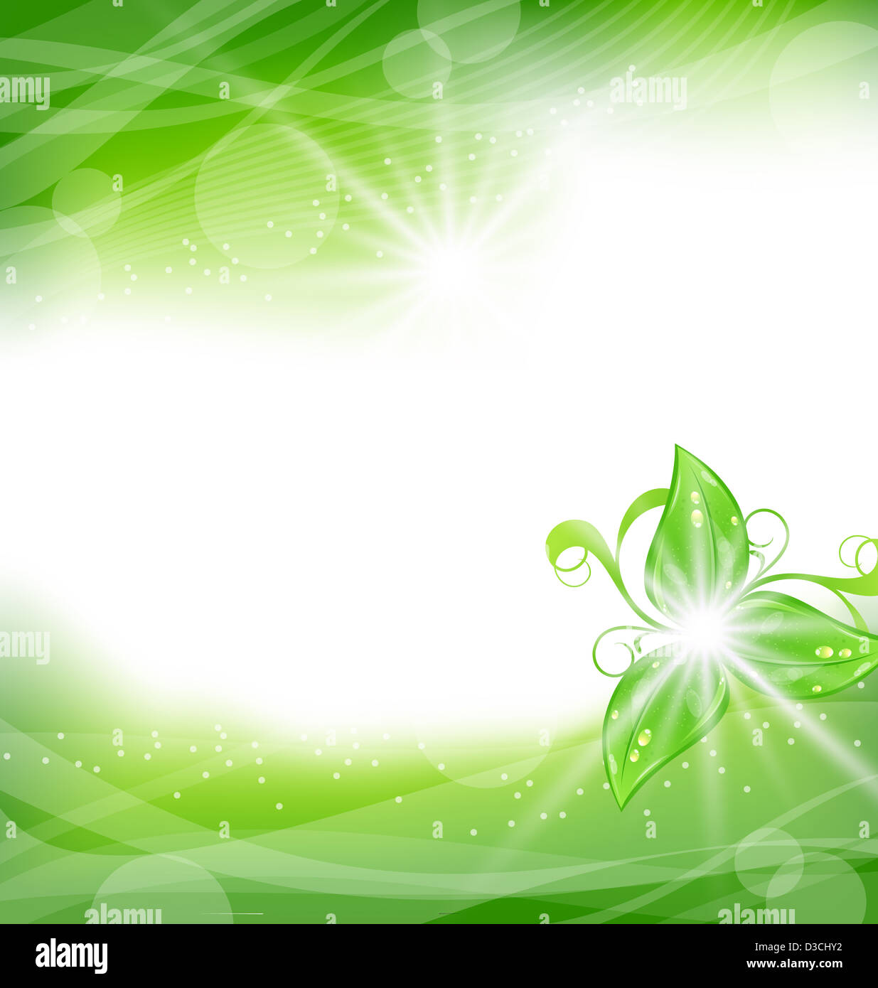 Illustration eco friendly background with green leaves Stock Photo - Alamy