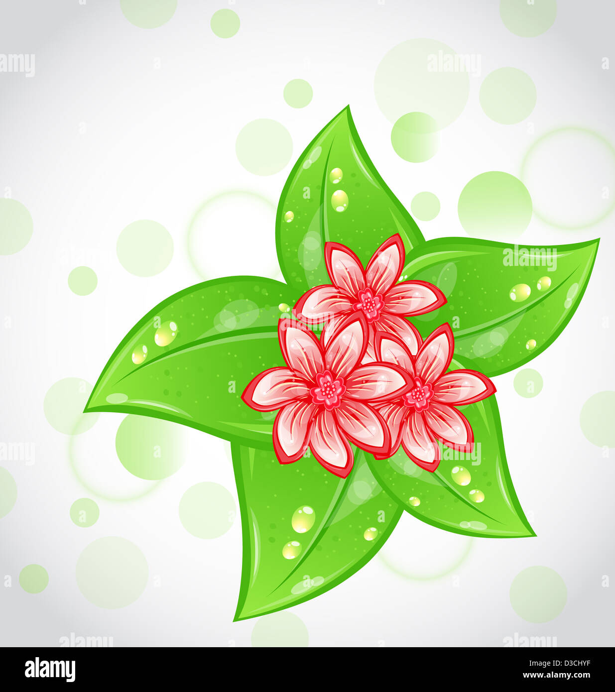 Illustration spring background with flowers and leaves Stock Photo - Alamy