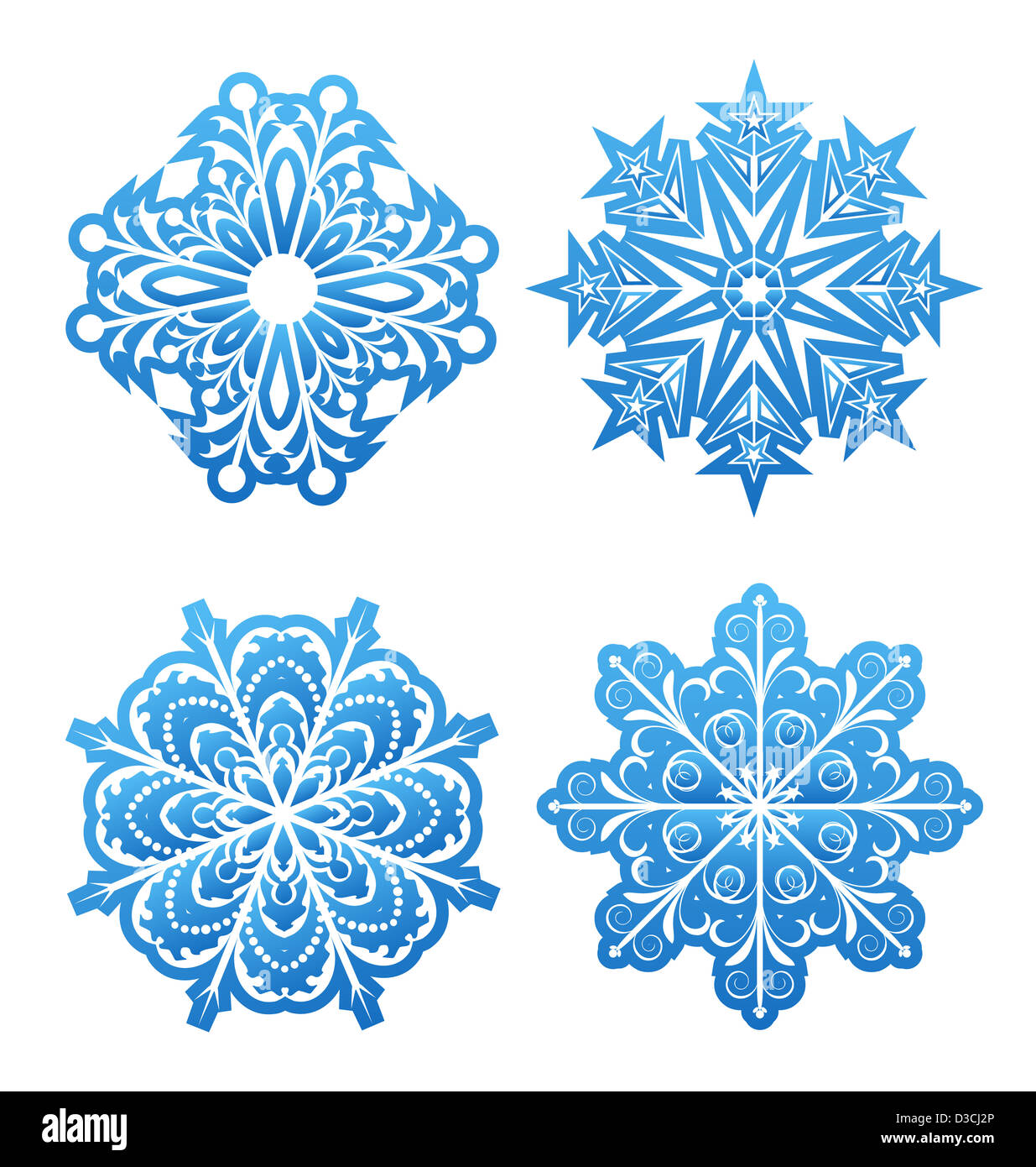 Illustration set of variation snowflakes isolated Stock Photo - Alamy