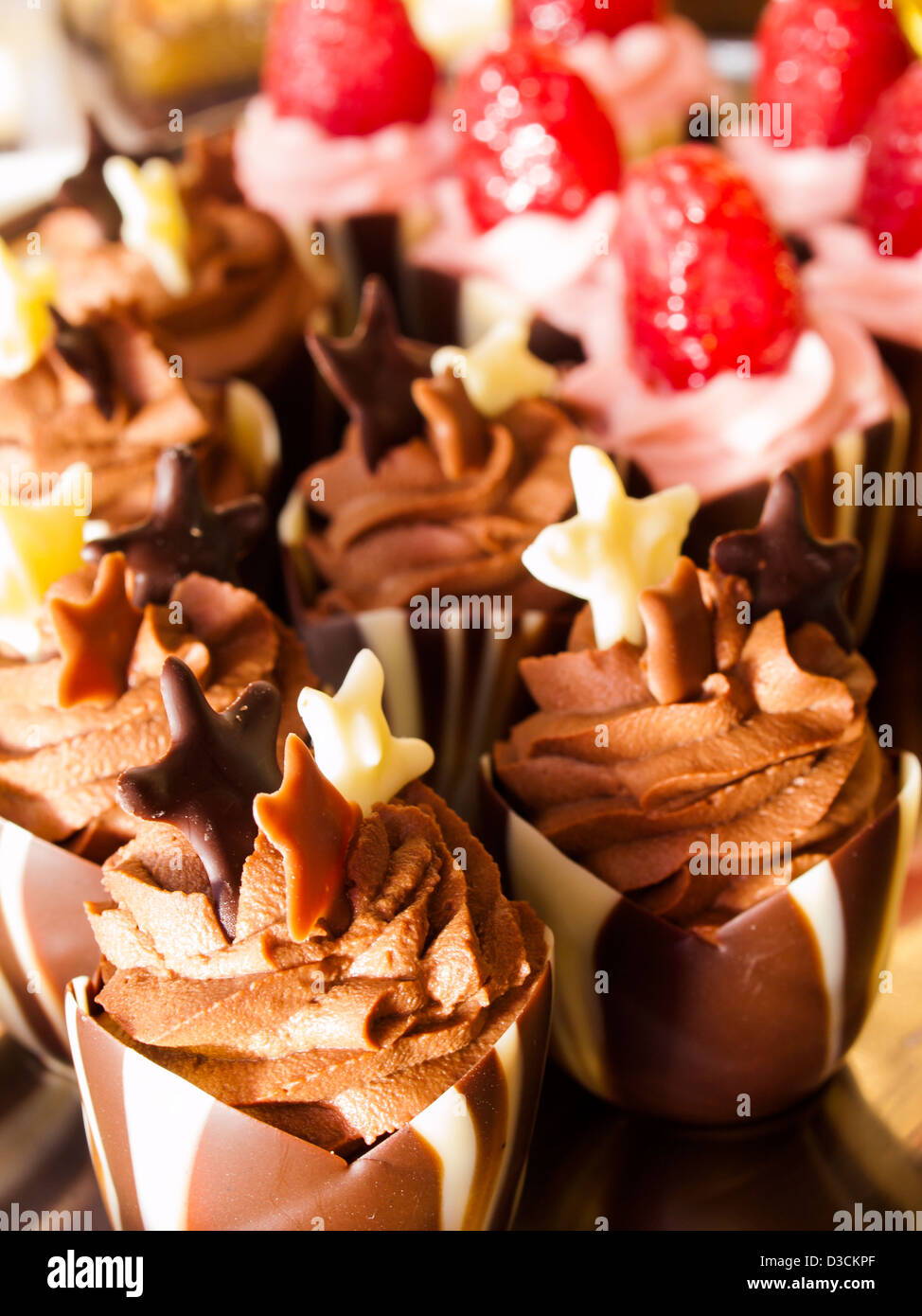 Gourmet assorted petite party pastries decorated for New Year Eve ...