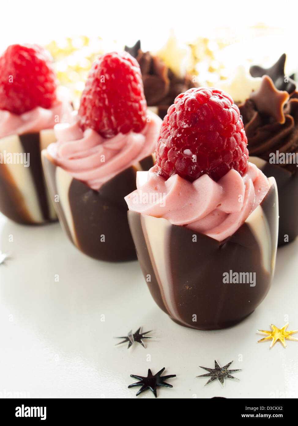 Gourmet assorted petite party pastries decorated for New Year Eve ...