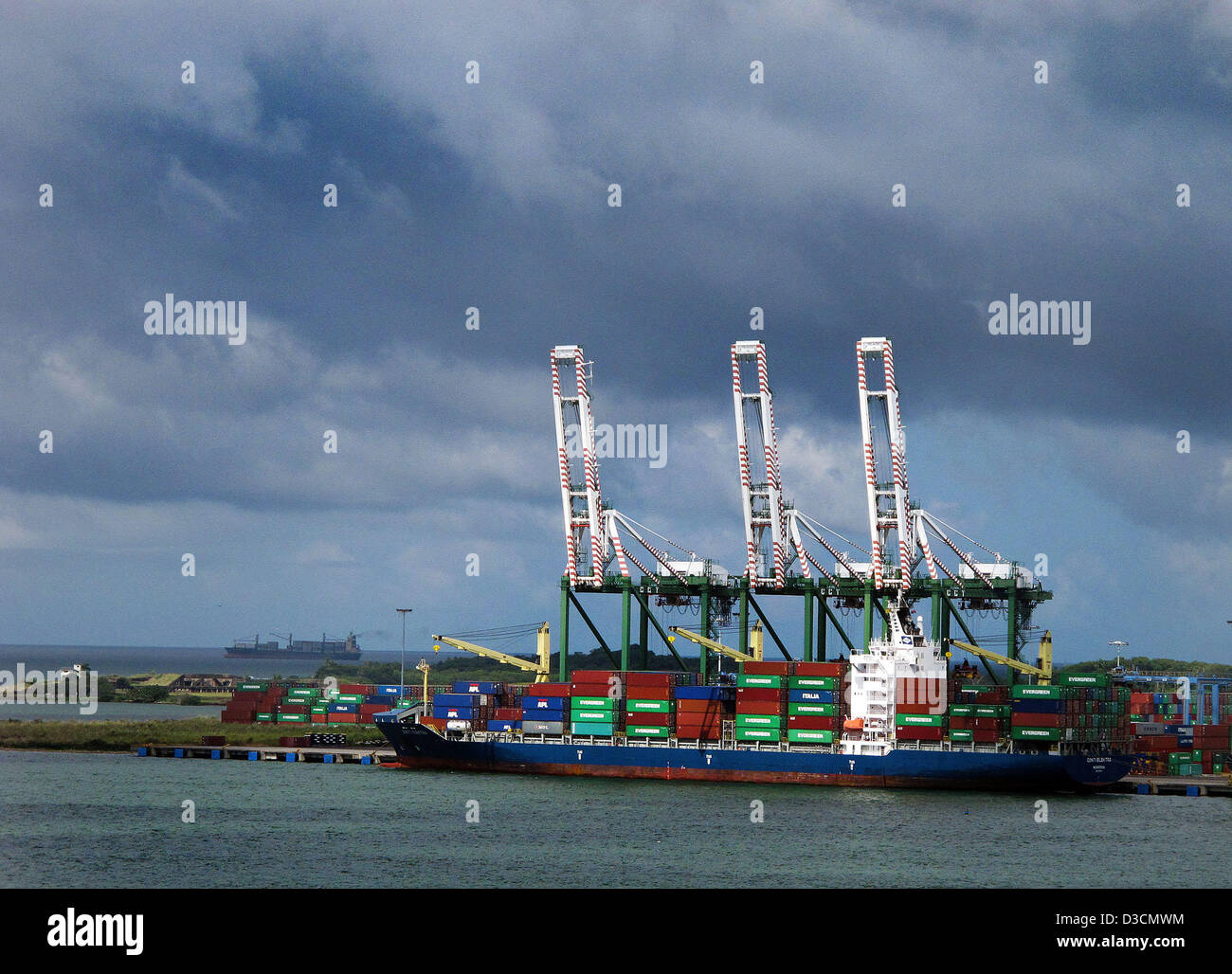 Dec 12, 2012 - Colon, Panama - A cargo ship at a loading dock at the ...